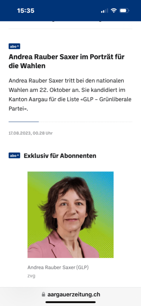 Andrea Rauber Saxer im Portrait für die Wahlen (AZ) — Andrea Rauber Saxer